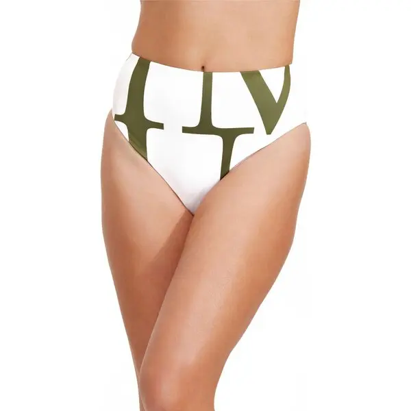 LUMA GOTTEX Signature High Waist Bikini Bottom - Olive / Cream