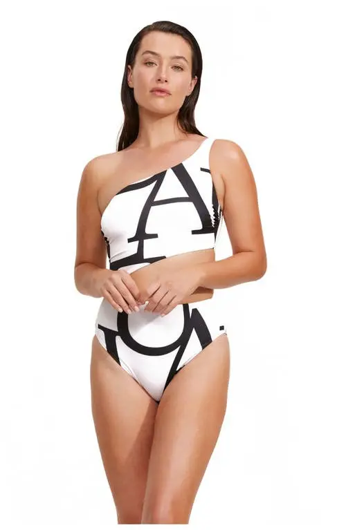 LUMA GOTTEX Signature One Shoulder Cut Out One-piece Swimsuit - Black / Cream