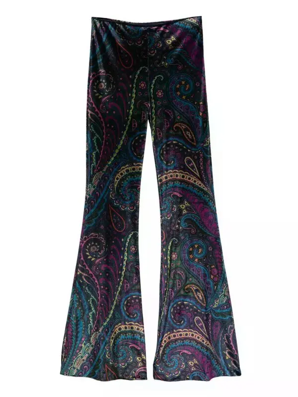 Etro Paisley-print Velvet Trousers - Blue