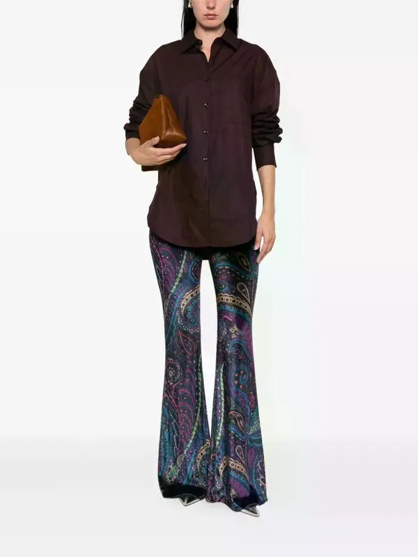 Etro Paisley-print Velvet Trousers - Blue