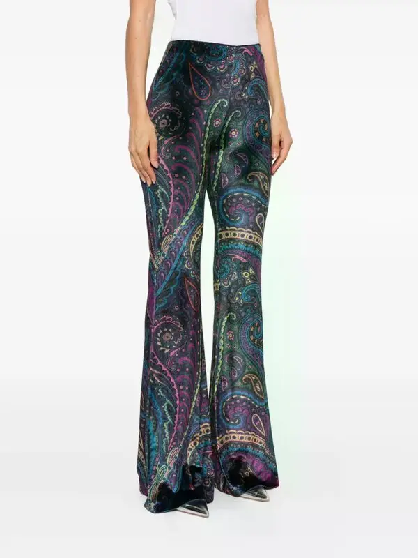 Etro Paisley-print Velvet Trousers - Blue