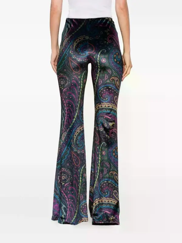 Etro Paisley-print Velvet Trousers - Blue
