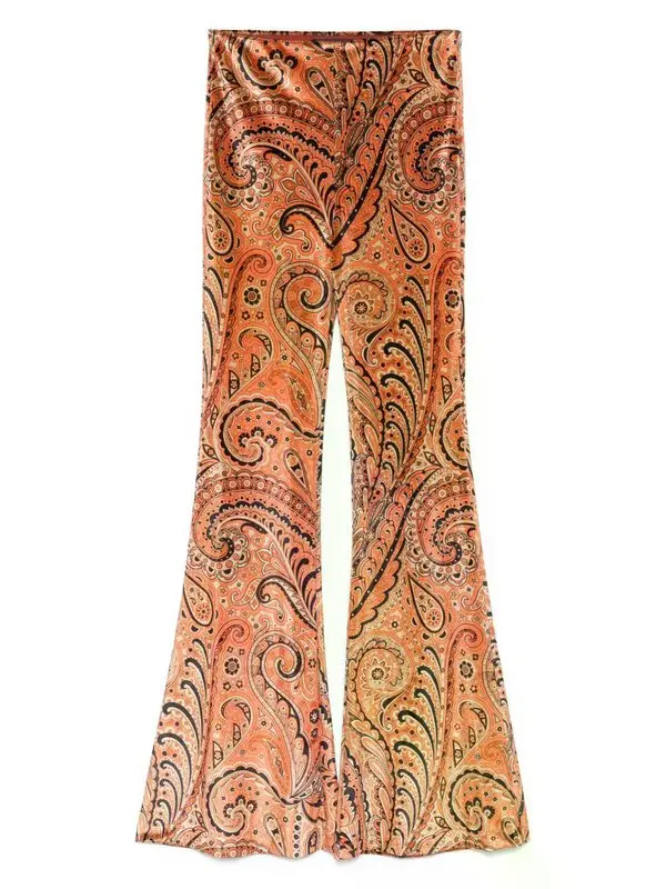 Etro Paisley-print Flared Trousers - Neutrals