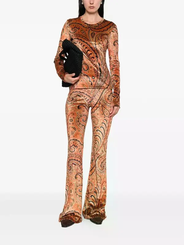 Etro Paisley-print Flared Trousers - Neutrals
