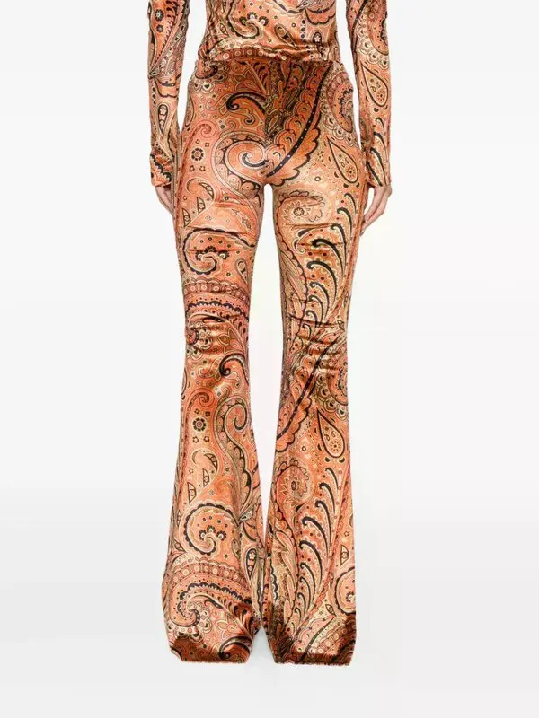 Etro Paisley-print Flared Trousers - Neutrals