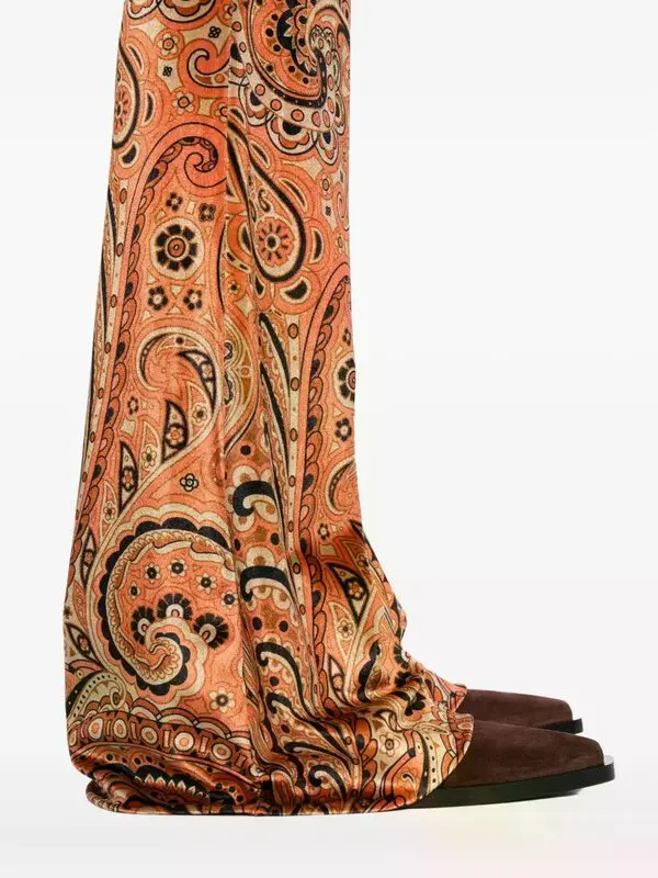 Etro Paisley-print Flared Trousers - Neutrals