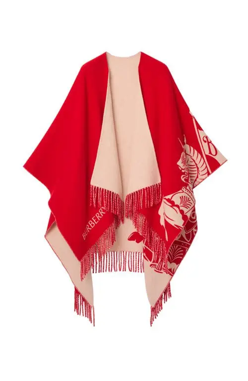 Burberry Ekd Wool Cashmere Cape - Crayon Red