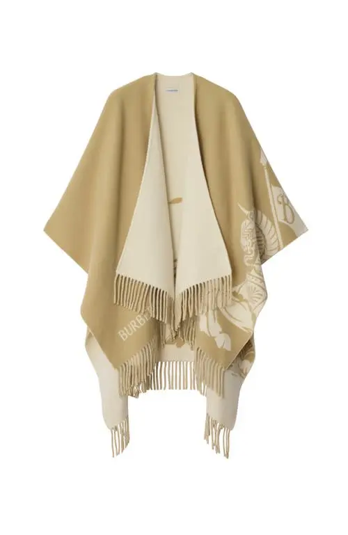 Burberry Ekd Wool Cashmere Cape - Sand