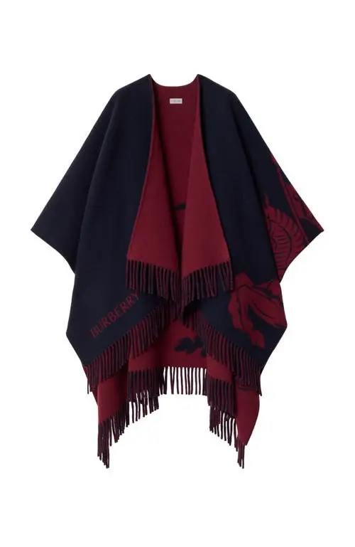 Burberry Ekd Wool Cashmere Cape - Sash Red