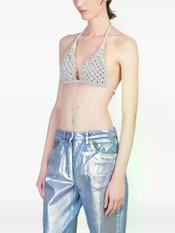 HIBOURAMA Diamond Crystal-embellished Woven Bra
