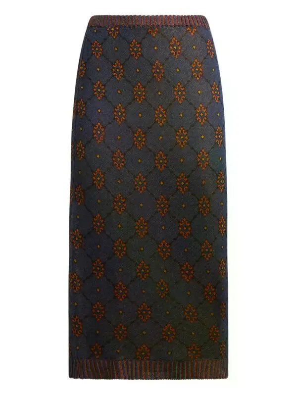 Etro Pattern Knit Midi Skirt - Blue