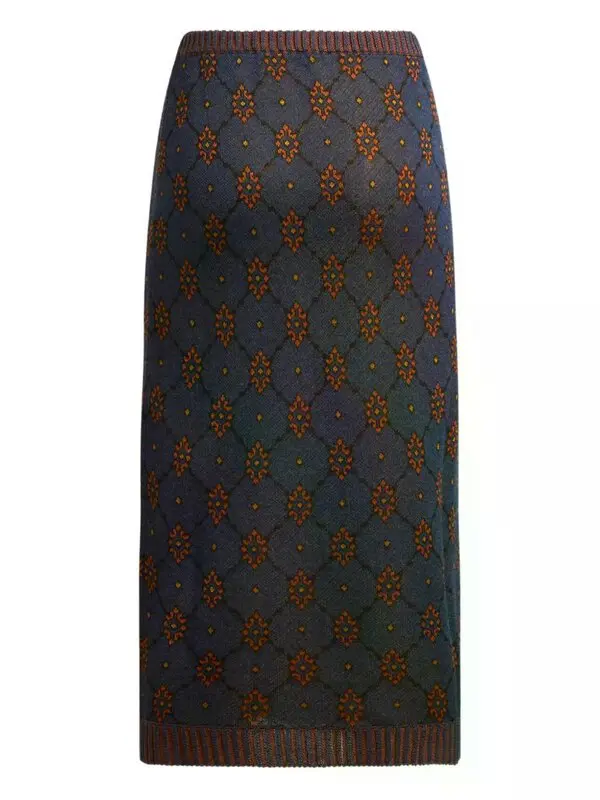 Etro Pattern Knit Midi Skirt - Blue