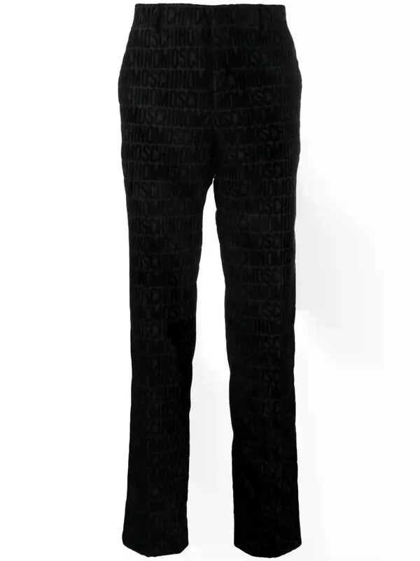 Moschino Flocked-logo Straight-leg Trousers