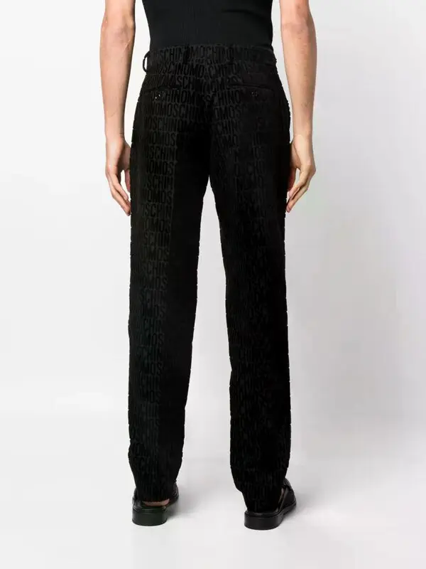 Moschino Flocked-logo Straight-leg Trousers