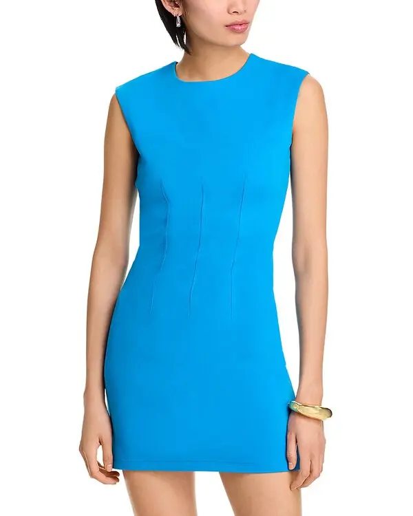Aqua Ponte Seamed Mini Dress - Cobalt Blue