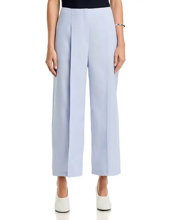 Theory Deep Pleated Wide-leg Pants - Cornflower