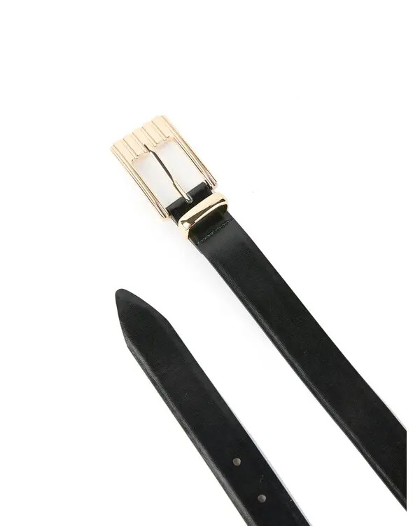 Ettika Engraved Rectangle Buckle Leather Belt