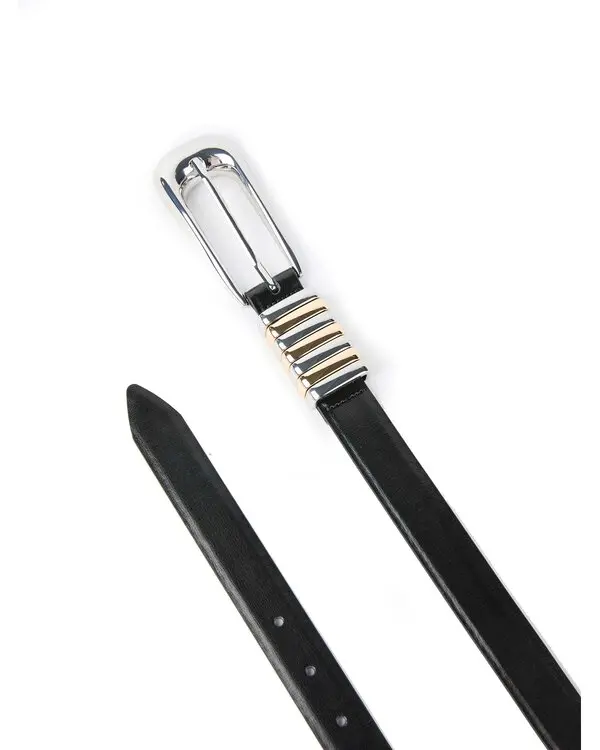 Ettika Metal Core Leather Belt - Black