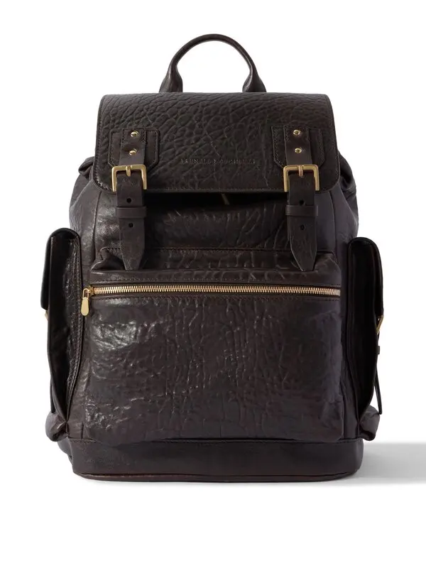 Brunello Cucinelli Full-grain Leather Backpack - Brown