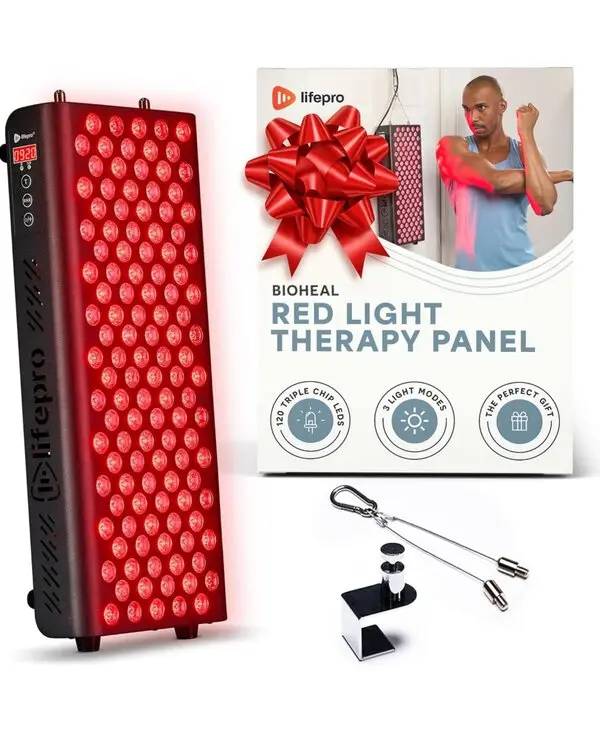 LIFEPRO Red Light Therapy Panel For Face And Body – Near Infrared Light Device For Relaxation And Wellness - Black