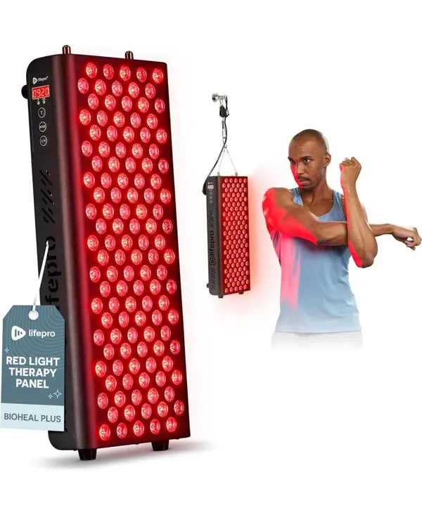 LIFEPRO Red Light Therapy Panel For Face And Body – Near Infrared Light Device For Relaxation And Wellness - Black