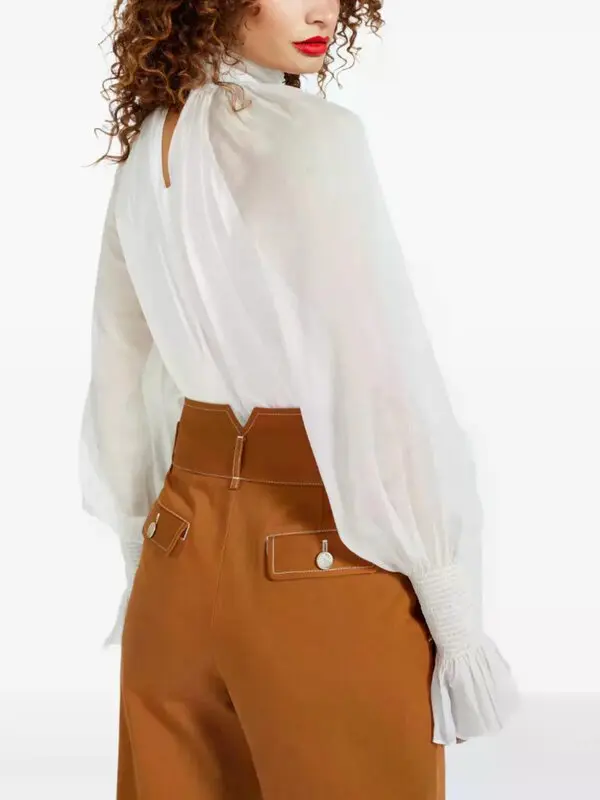 TEMPERLEY LONDON Quintette High-neck Ruffled-cuff Blouse - White