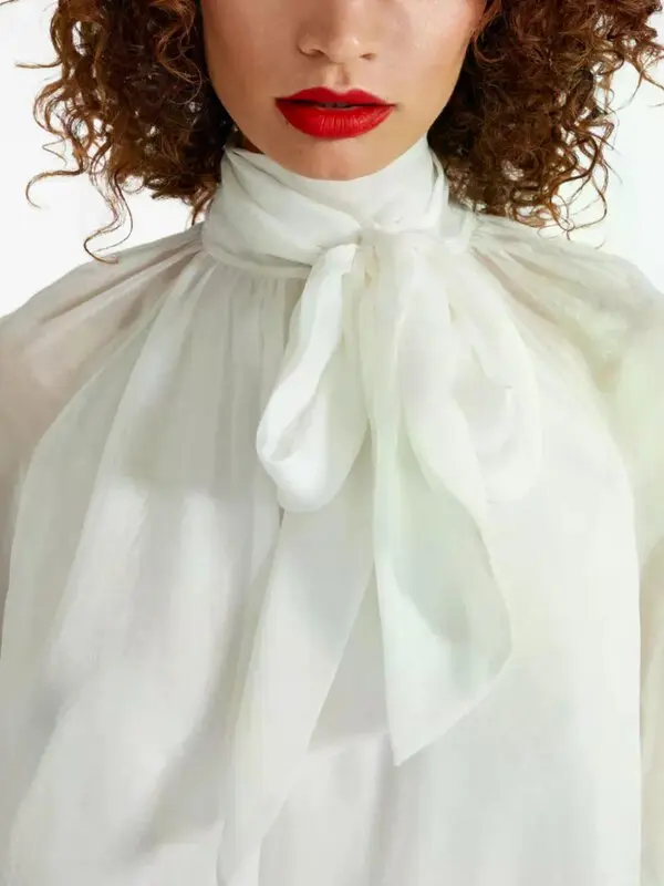 TEMPERLEY LONDON Quintette High-neck Ruffled-cuff Blouse - White