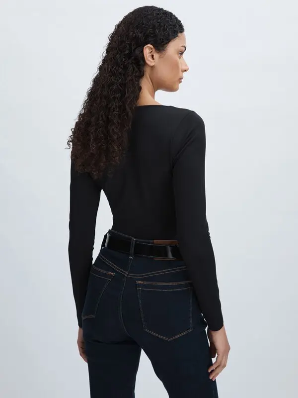 Good American Scuba Scoop Neck Bodysuit - Black
