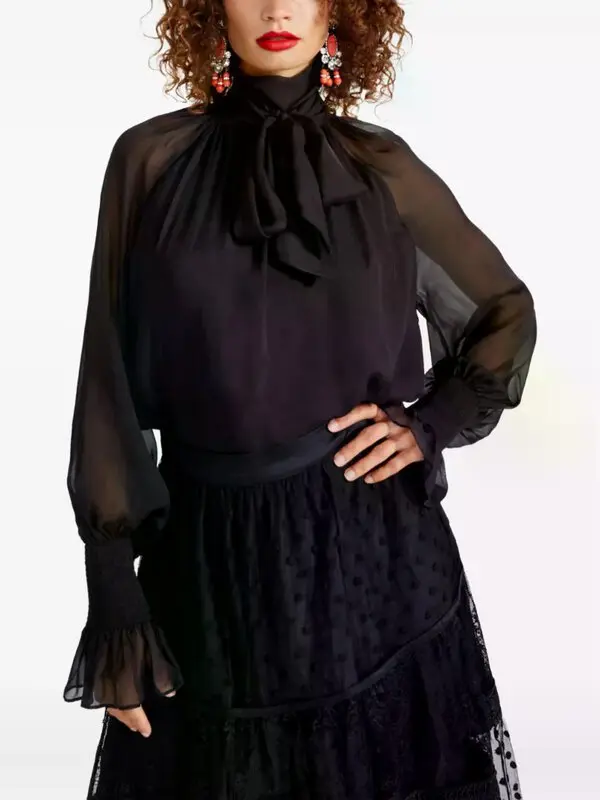 TEMPERLEY LONDON Quintette Ruffled-cuff Blouse - Black