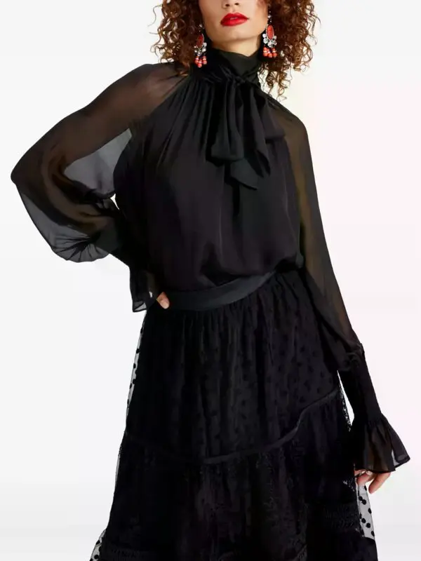 TEMPERLEY LONDON Quintette Ruffled-cuff Blouse - Black
