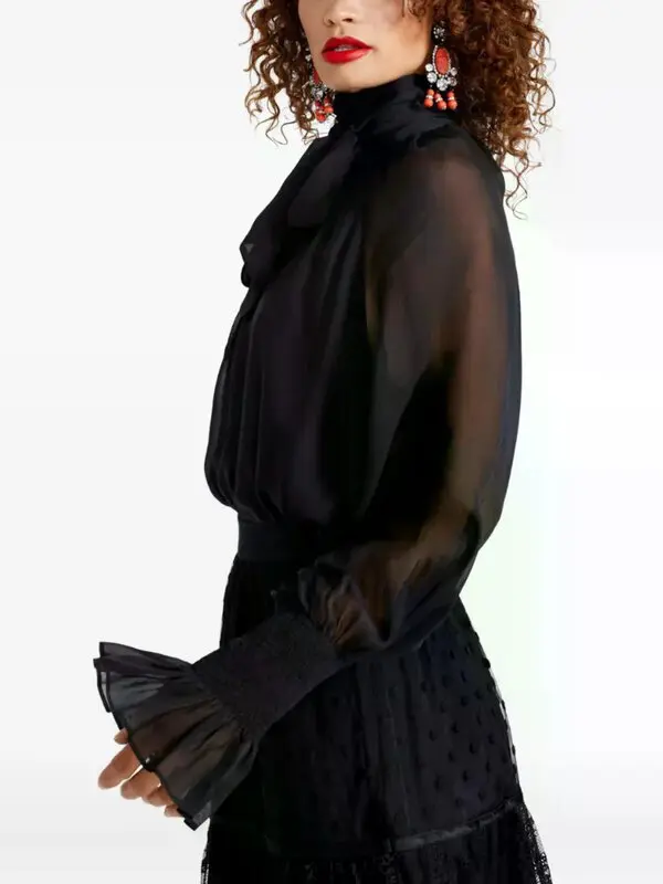 TEMPERLEY LONDON Quintette Ruffled-cuff Blouse - Black
