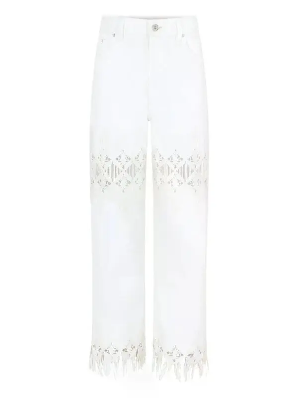 Rabanne Embroidered Fringed Trousers - White