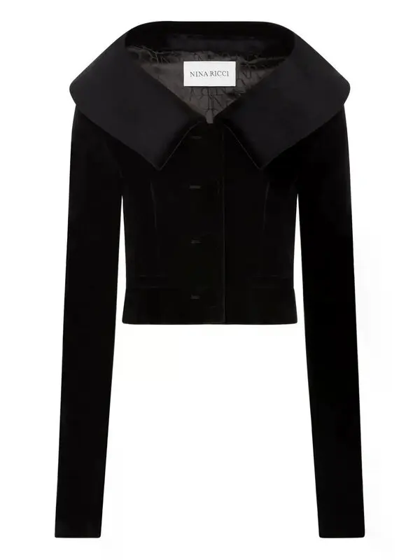 Nina Ricci Wide-collar Velvet Jacket - Black
