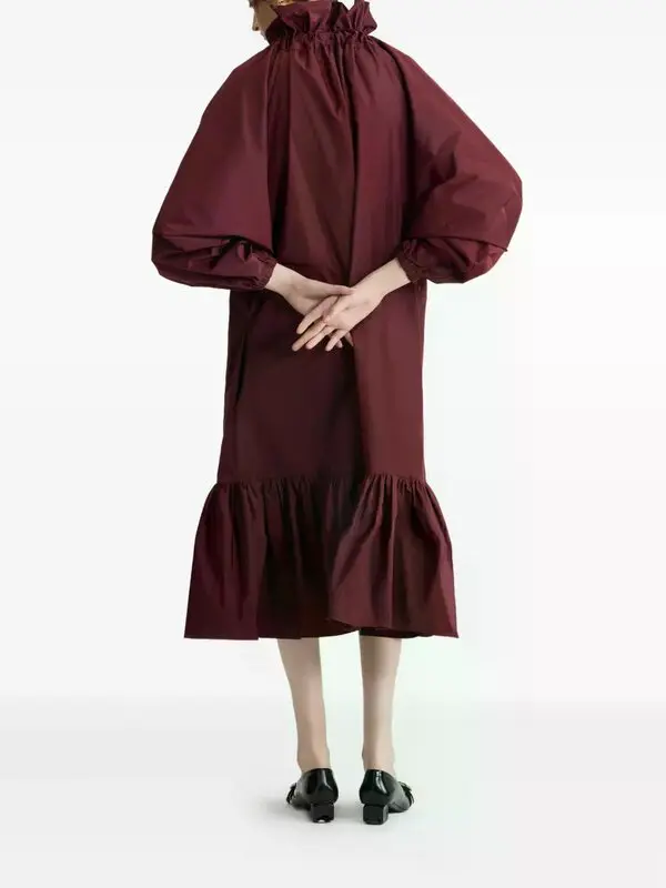 PATOU Bow-detail Ruffle-hem Dress - Brown