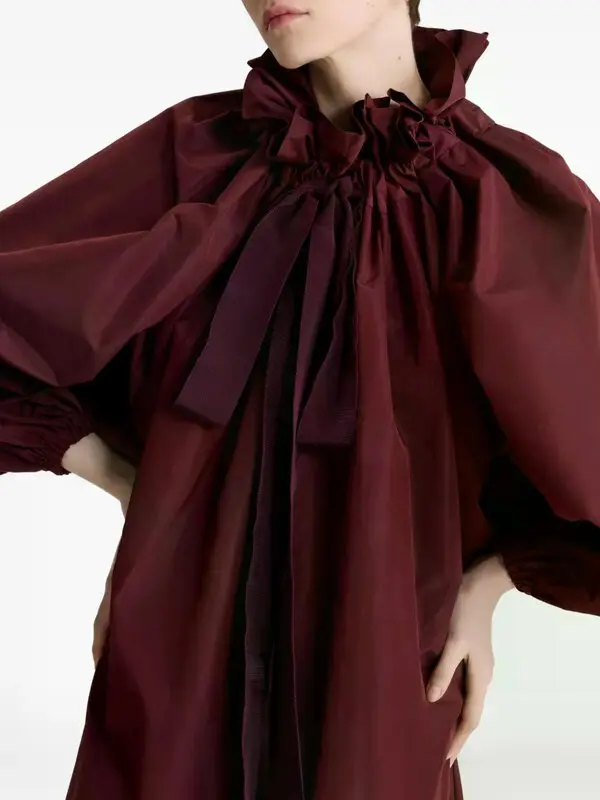 PATOU Bow-detail Ruffle-hem Dress - Brown