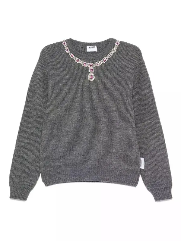 Moschino Jewel-embellished Ribbed Sweater