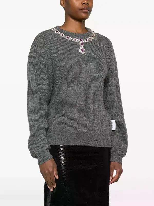 Moschino Jewel-embellished Ribbed Sweater