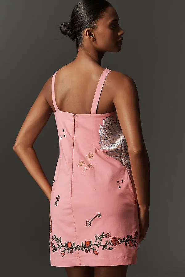 Maeve Embroidered Mini Shift Dress