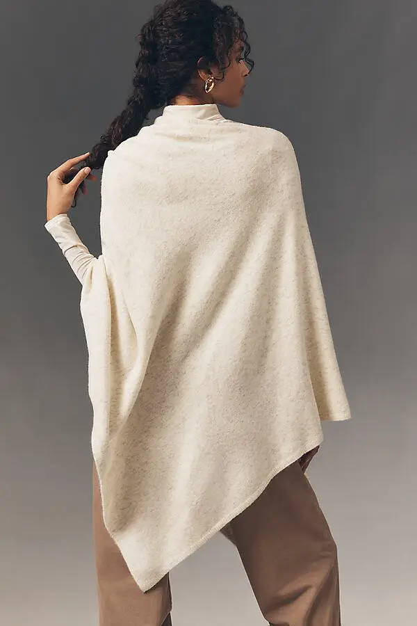 FLAT WHITE Lightweight Poncho Sweater - Ivory