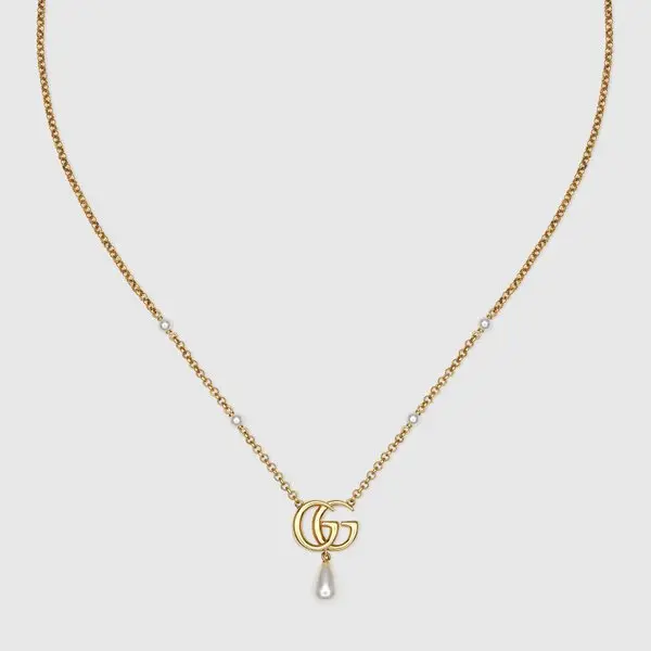 Gucci Gg Marmont Pendant Necklace - Gold-toned Metal