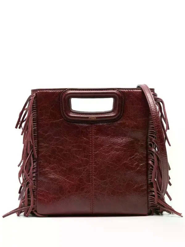 Maje M Fringed Leather Tote Bag - Red