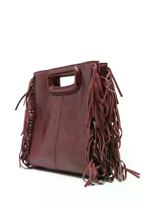 Maje M Fringed Leather Tote Bag - Red