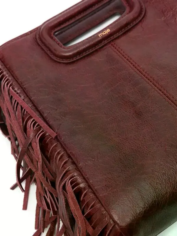 Maje M Fringed Leather Tote Bag - Red