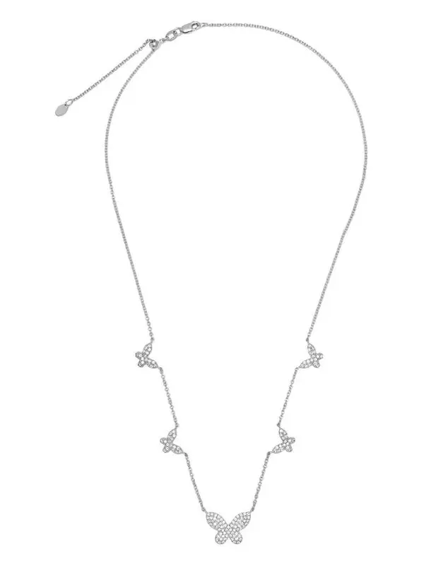 JEWELS AFICIONADO 18kt White Gold Butterfly Diamond Necklace - Silver