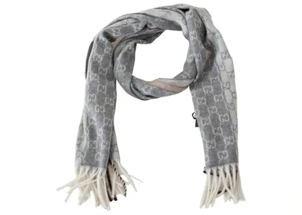 Gucci Gg Logo Scarf - Pearl Gray