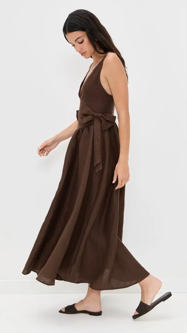 hemnes black brown dresser Linen Tea Dress in Chocolate Plum main image 1