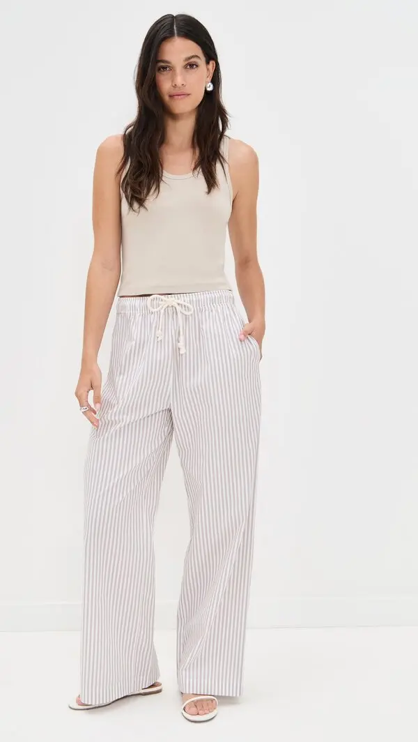 PERFECTWHITETEE Cotton Poplin Stripe Pants