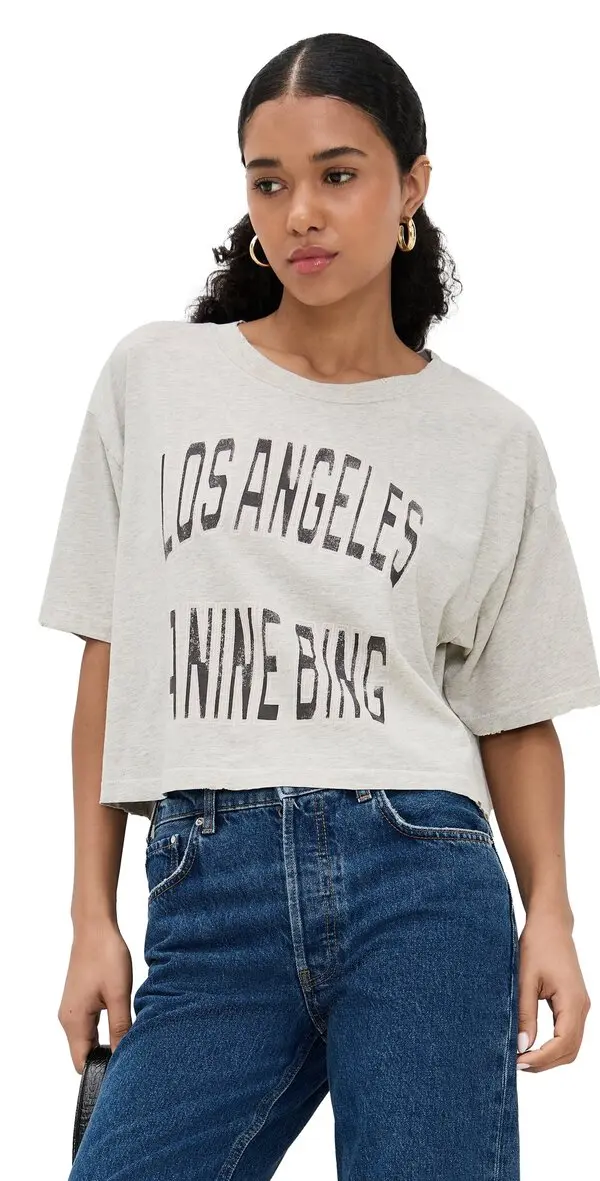 ANINE BING Johnny Cropped Tee - Grey