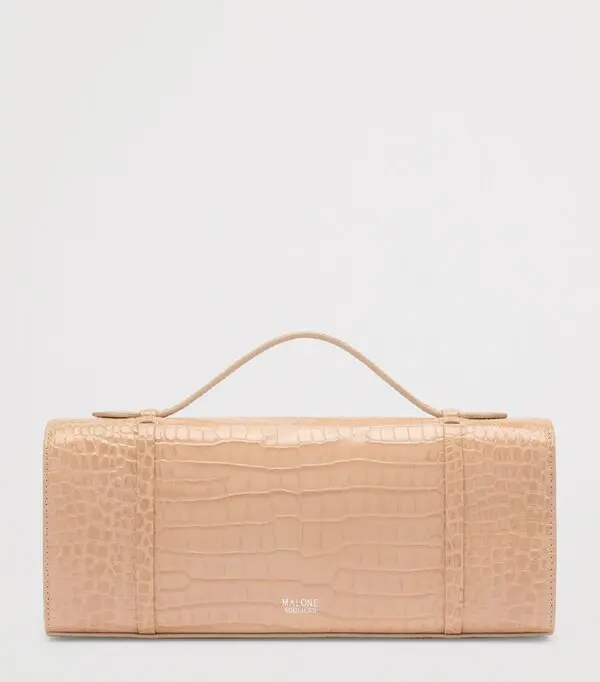 MALONE SOULIERS Leather Croc-embossed May Clutch