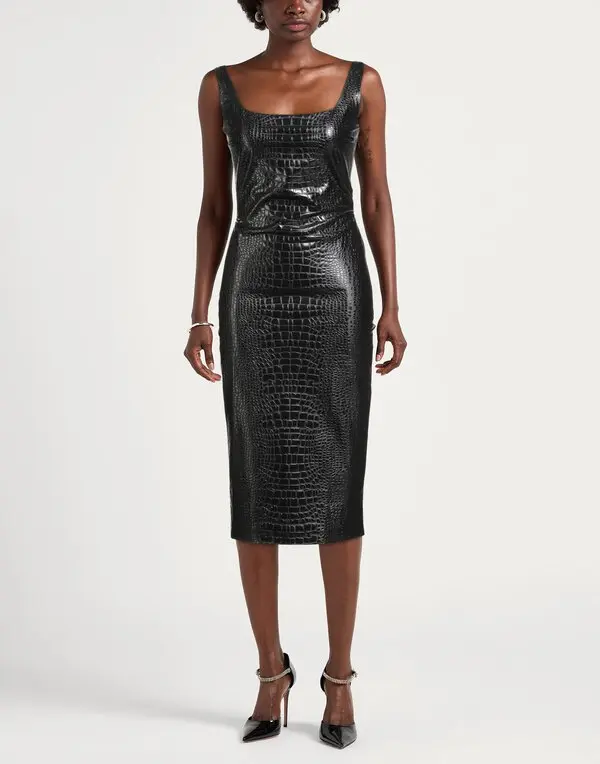 crocodile midi dress Asymmetric croc-effect midi dress in black - Alaia